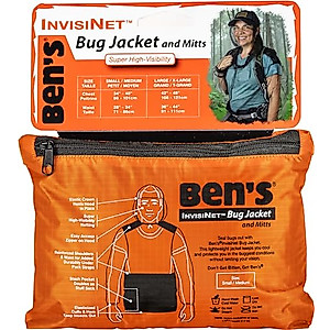 BENS InvisiNet Bug Jacket & Mitts - Durable & Comfortable Insect Protection for Outdoor Activities - Fine Mesh Bug Net with High-Visibility - L/XL