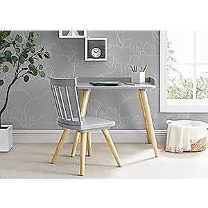 Delta Children Essex Kids' Desk & Chair Set-Greenguard Gold Certified-Ideal for Arts & Crafts, Snack Time, Studying-for Ages 4 Years+, Grey/Natural