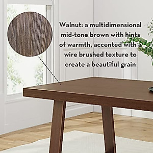 Plank+Beam 72" Farmhouse Dining Table, Solid Wood Kitchen Table, Large Wooden Rectangular Dinner Table for Dining Room, Home Office, Living Room Furniture, Easy Assembly, Walnut Wirebrush