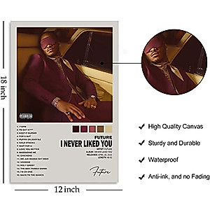 PSIMET Future Poster I Never Liked You Album Cover Wall Art Canvas for Office Decor Unframed 12'' x 18''