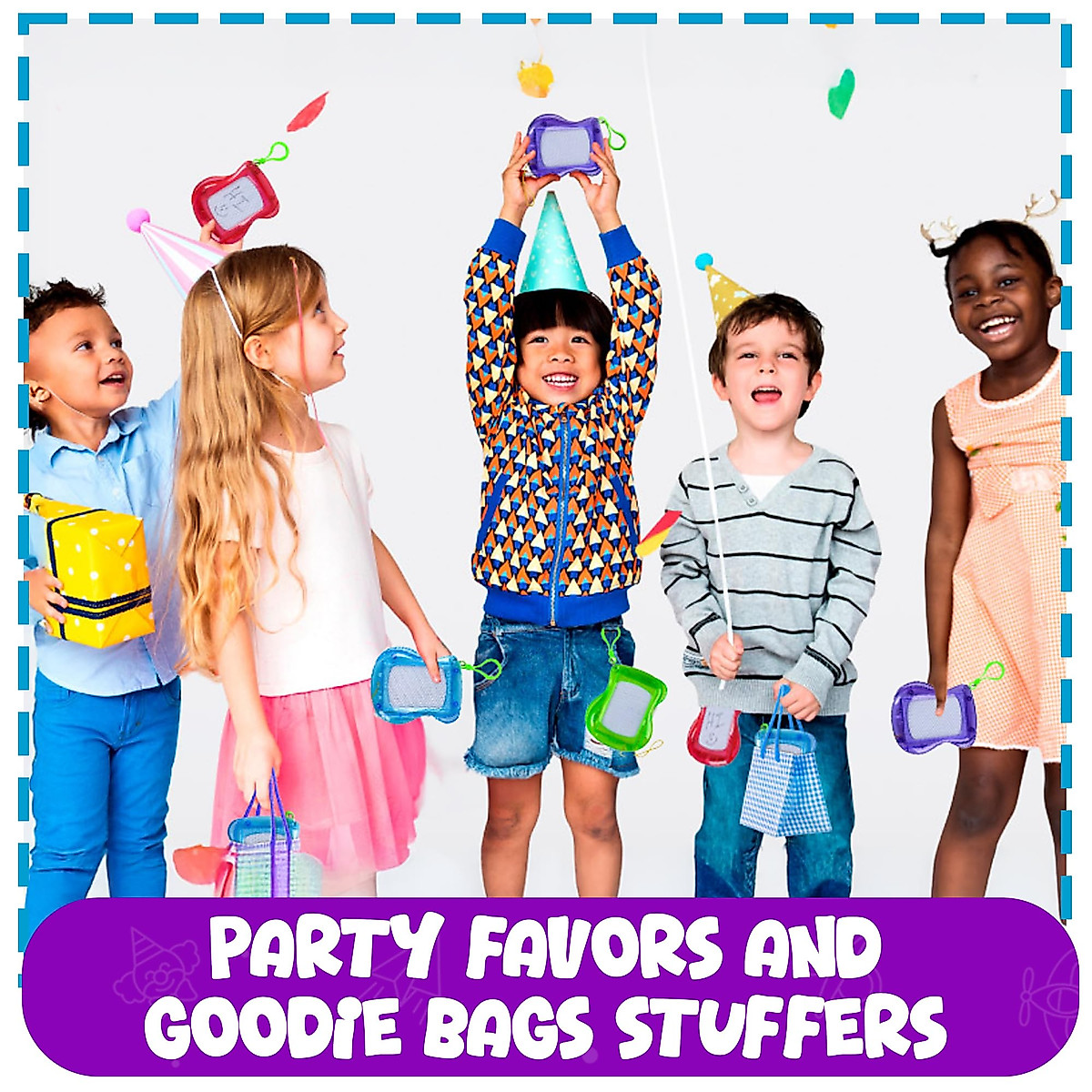 Mini Magnetic Drawing Board for Kids - (Pack of 12) Backpack Keychain Clip Drawing Boards, Erasable Doodle Sketch and Writing Pad for Boys and Girls, Birthday Party Favor and Goodie Bag Filler