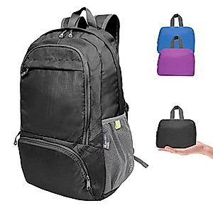 MULISOFT 30L Travel Packable Backpack, Foldable Hiking Backpack for Men & Women, Water-Resistant Lightweight Backpack for Camping, Outdoor, Cycling, Daypack with 8 Compartments