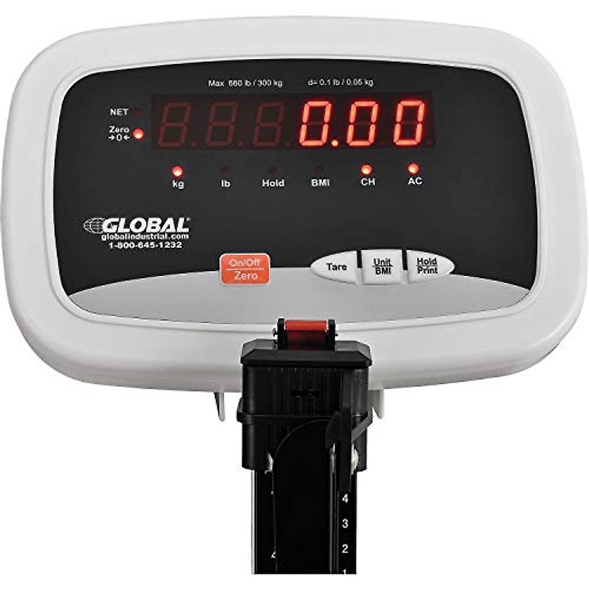 Digital Physician Scale with Height Rod, 600 Lbs Capacity, 11-1/2"L x 24-5/16"W x 51-1/2"H