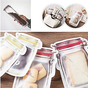 20 Pcs Mason Jar Zipper Bags, Reusable Airtight Seal Food Storage Bags, Multi-Size Food Safe Material Leak-Proof Saver Bags for Travel Camping and Kids