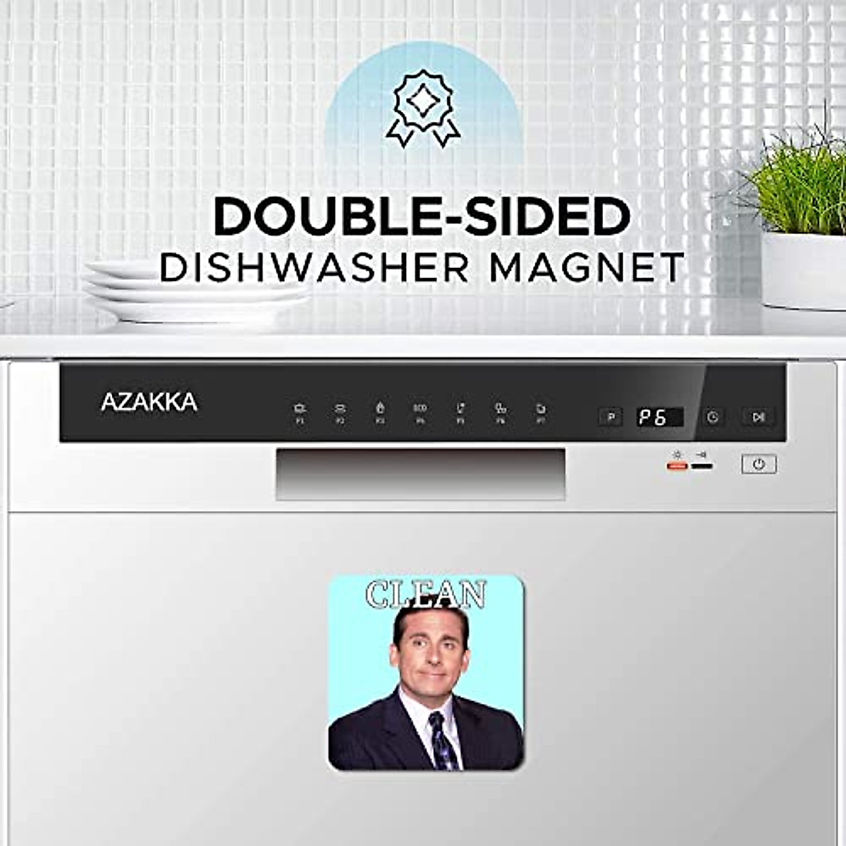 DUNGGLE Dishwasher Magnet Clean Dirty Sign Indicator, Washing Machine Magnet Double Sided Kitchen Dish Washer Refrigerator Magnet Flip with Magnetic Plate Office Michael Scott
