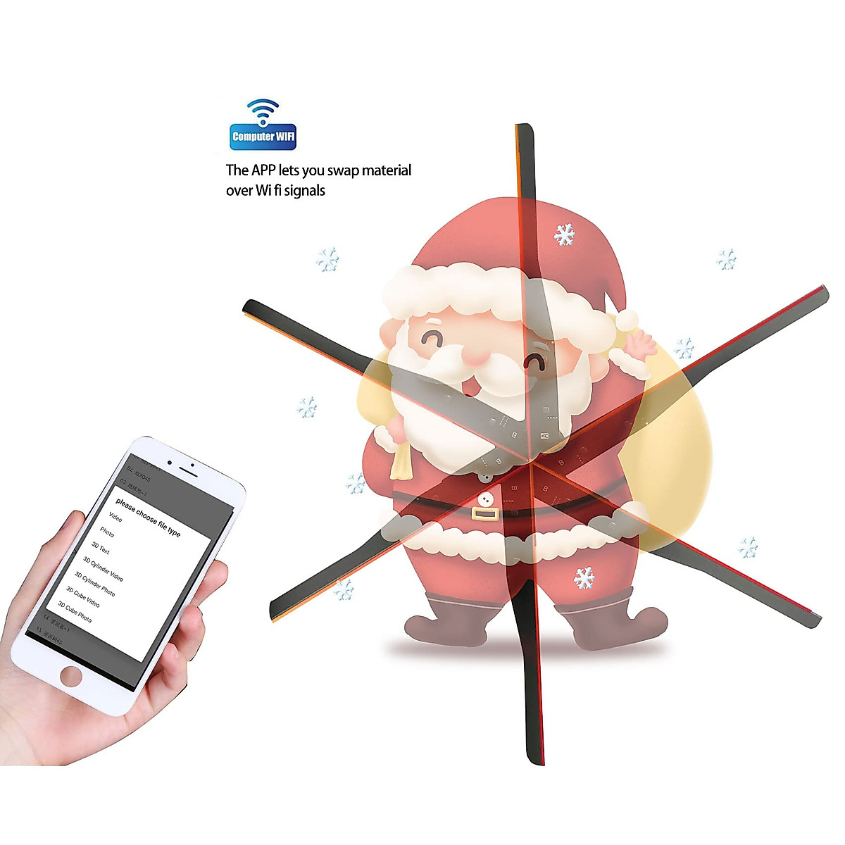 3D Hologram Fan,Hologram Projector Missyou Holographic Led Ceiling Skylight for Shop,Bar,Casino,Party Advertising Display… (33.5 Inches Six Leaves(App with WiFi))