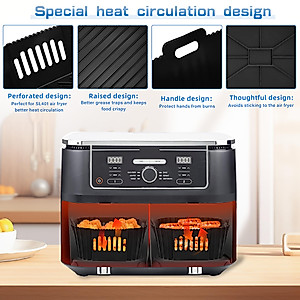 Fioxcomko Silicone Air Fryer Liners for Ninja double stack air fryer SL401, Perforated Dual Air Fryer Silicone Liners,Air Fryer Accessories for Ninja Air Fryer 2 Basket DZ401/DZ550