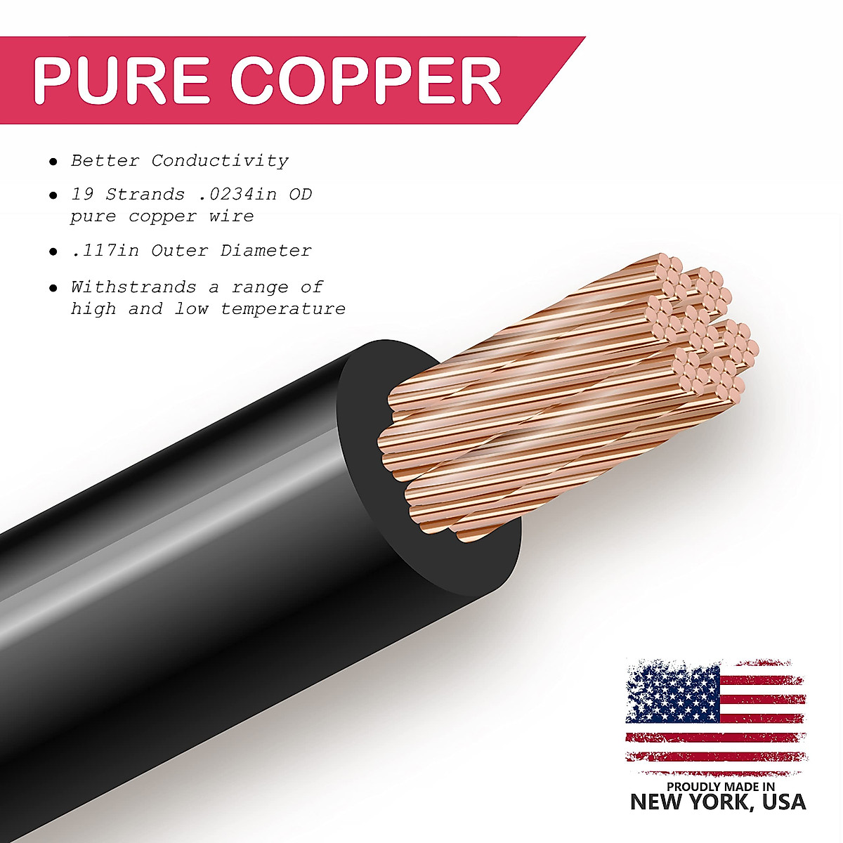 NATIONAL Wire&Cable 10 Gauge Solar Panel Professional Wire - Made in USA - 30 Ft Copper PV Wire UV Resistant Cable for Boat Marine Automotive RV Solar Panel Outdoor - Black