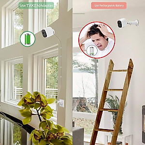 Taken 6ft Power Extension Cord Cable, 3.0 Power Plug Adapter, Quick Charging Cable Compatible with Arlo Pro & Pro 2, Arlo Go, Other Smart Security Home Camera, 1 Set, White