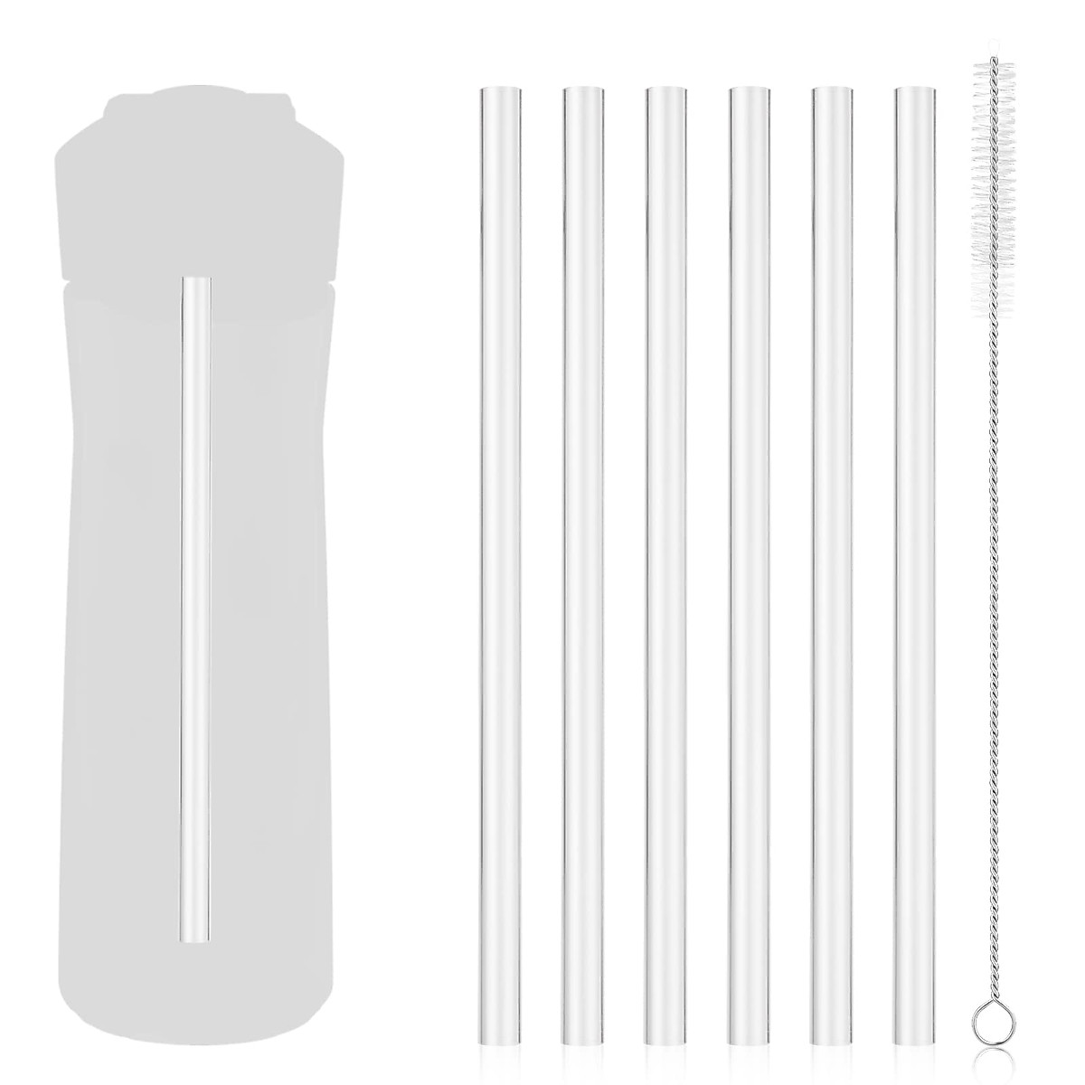 6pcs Replacement Straws, Reusable Straws with Cleaning Brush Replacement Straw Set Compatible with Contigo Ashland 2.0 24oz