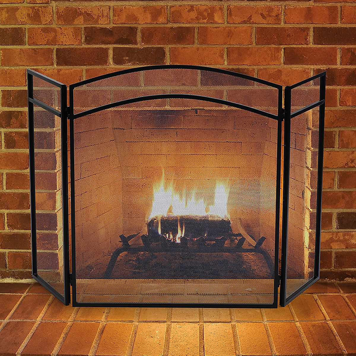 DOEWORKS Three Panel Basic Arch Fireplace Screens