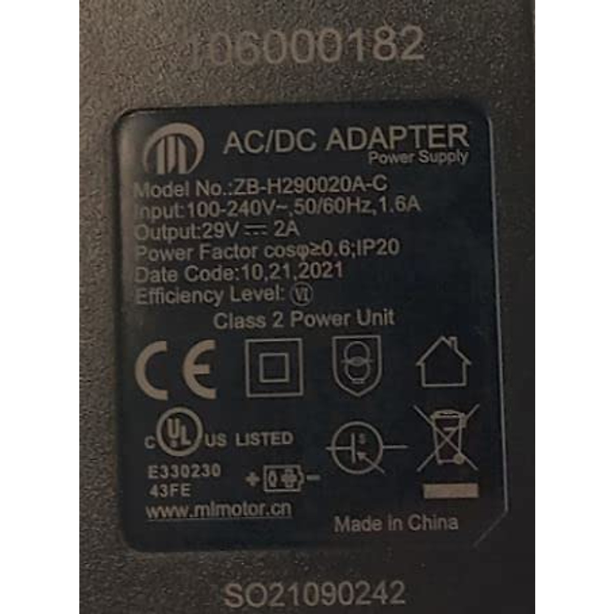 29V 2A Transformer Recliner & Lift Chair Power Adapter Model No: ZB-H290020A-C