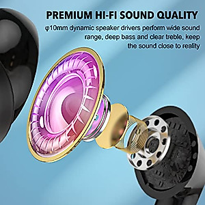 FEANS A6 Wireless Earbuds 60H Playtime in-Ear Bluetooth 5.3 Headphones with LED Power Display IPX5 Waterproof Earphones Immersive Stereo Sound Deep Bass Earbuds for iPhone Android, Sports (Black)
