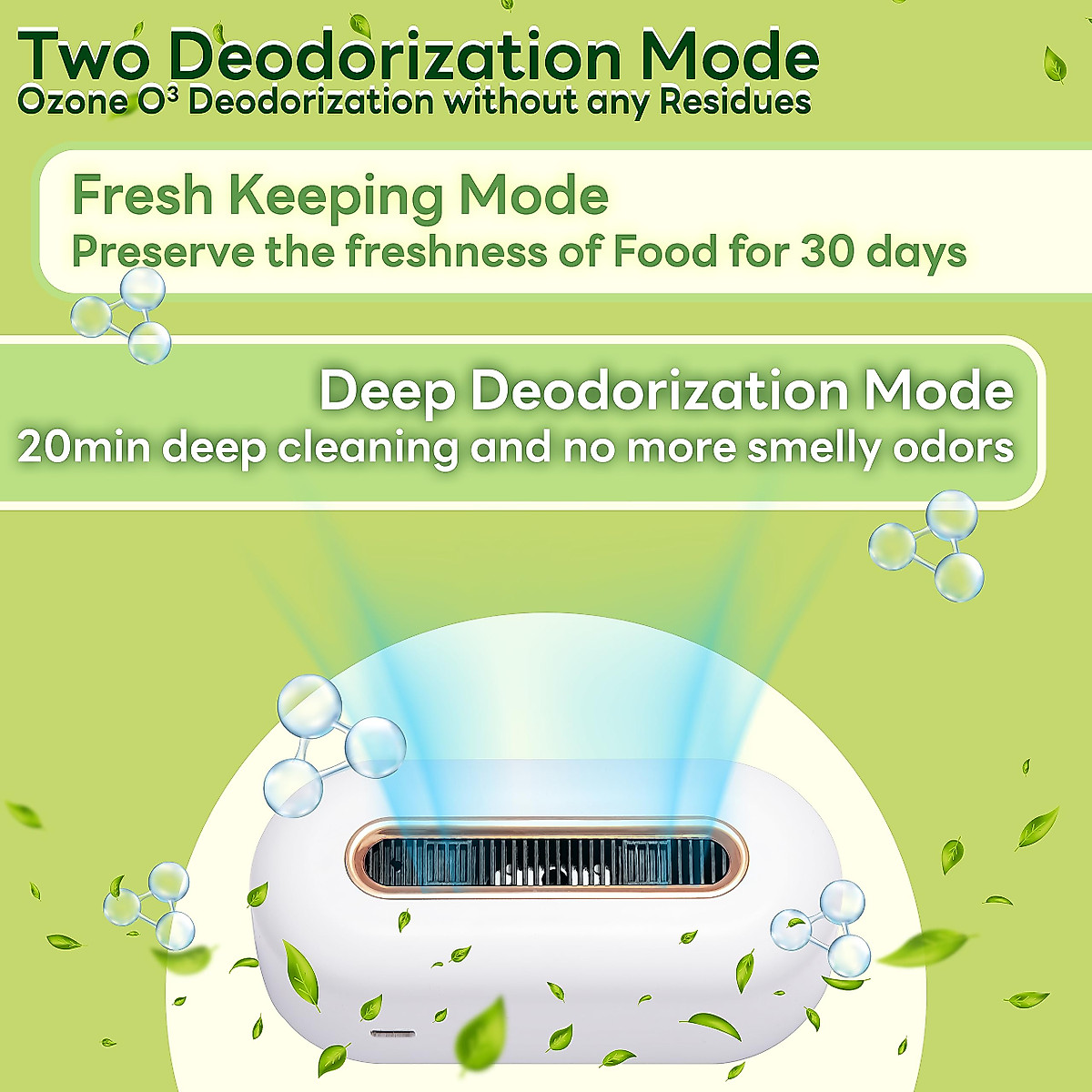 Mini USB Fridge Deodorizer Refrigerator: Odor Eliminator Reusable Ozone Odor Deodorizer USB Rechargeable with Hanging Holder for Fridge, Car, Closet, Wardrobe
