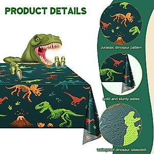 Uiifan 171 Pcs Dinosaur Party Supplies Include Dinosaur Birthday Paper Plates Cups Napkins Tableware Set Dinosaur Tablecloth Banner for Boys Kids Baby Shower Dino Theme Birthday Party Decorations