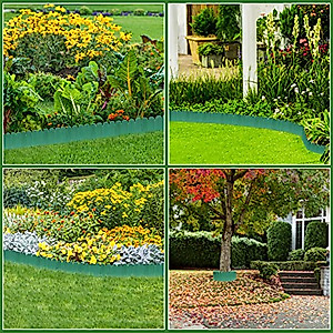 EEOCWF 10PCS Green Garden Edging Borders, 8.66"X8.66" Plastic Garden Landscape Edging, 7.2ft Interlocking Decorative Garden Fences Edging, Lawn Edge Flower Bed Border for DIY Patio Walkways Yard