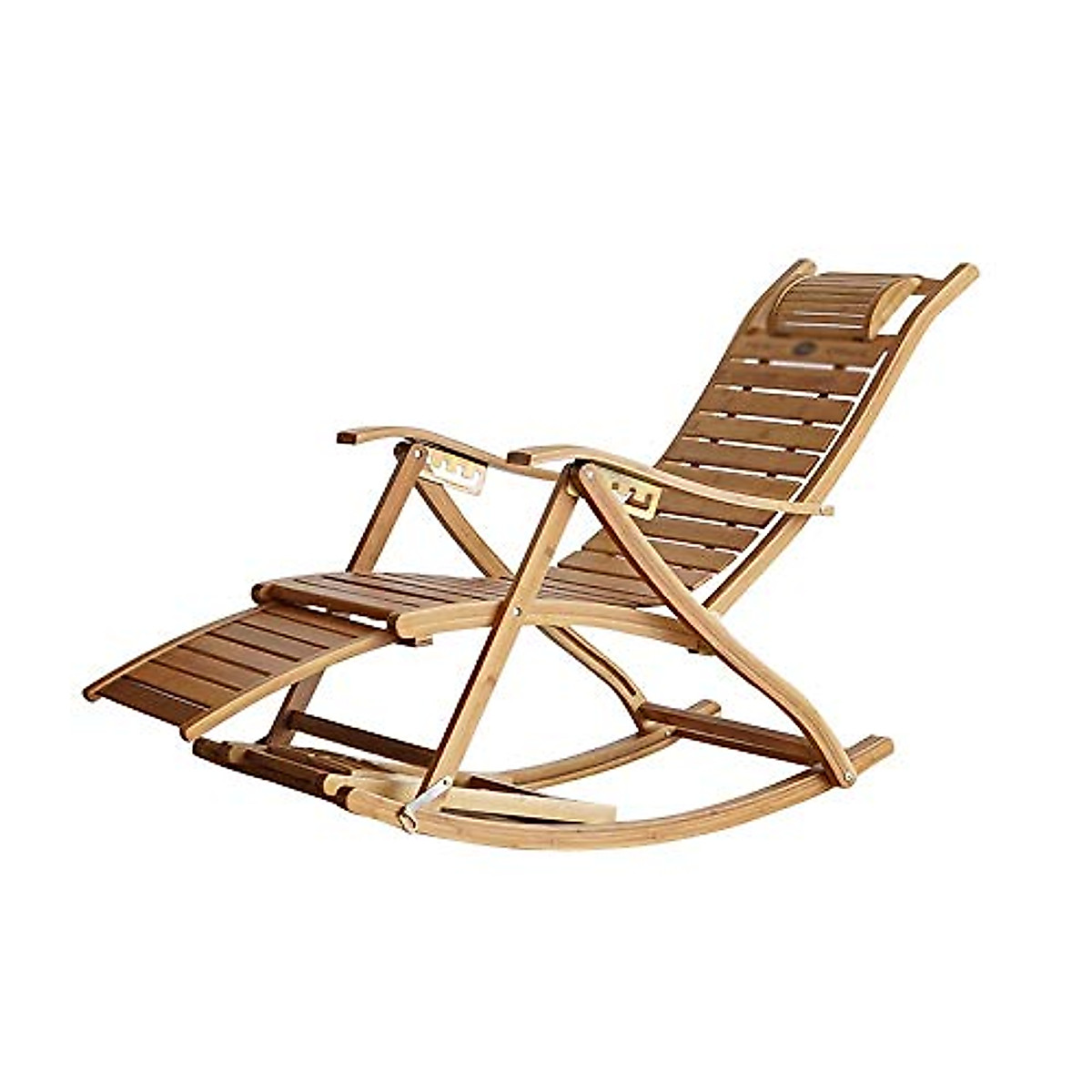 LIRUXUN Folding Rocking Chair Armchair W/Footrest&Massage Mahogany Finish Foldable Rocker Outdoor Patio Furniture Chair Recliner