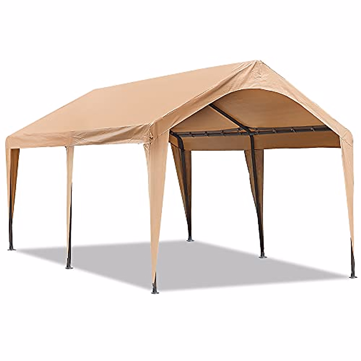Abba Patio 10x20 ft Heavy Duty Carport Car Canopy Portable Garage Boat Shelter with Fabric Pole Skirts for Party, Wedding, Garden Outdoor Storage Shed 6 Steel Legs, Beige