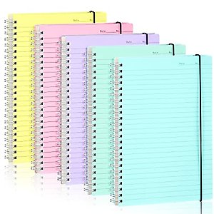 EOOUT 5 Pack Lined Spiral Notebook, 5.7" x 8.3" Journal for Women, Thick Plastic Cover, 160 Pages, 100gsm, Back to School, Office, Artist Writing/Drawing (Candy Colors)