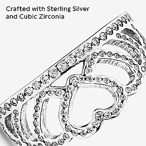 Pandora Jewelry Hearts Tiara Cubic Zirconia Ring in Sterling Silver, Size 5