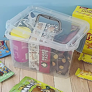 Leendines 5 Quart Storage Box with Lid, 6 Packs Small Plastic Box Tote Bin