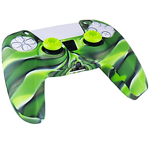 YoRHa Silicone Rubber Gel Customizing Skin Cover for PS5 Controller(Camouflage Red Blue Green) x 3 With Thumb Grips x 6
