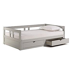 Alaterre Furniture Melody Extendable Bed Daybed, Dove Gray