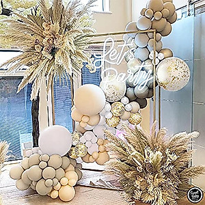 Sweet Baby Co. Neutral Balloon Garland Kit Arch with Matte Sand, Gray, Nude Beige Brown, White, Gold Balloons, Boho Bridal Shower Decorations, Birthday Party Decoration, Gender Reveal Backdrop
