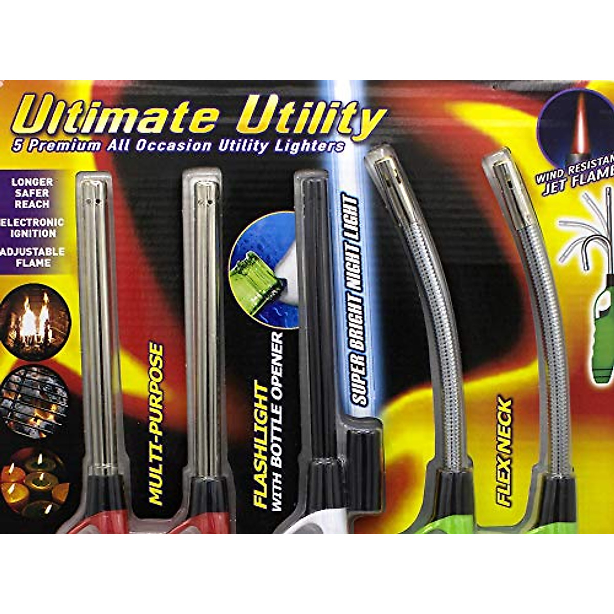 Multi-purpose Gas Utility Lighters for BBQ Kitchen Fireplace Grill (Pack of 5)