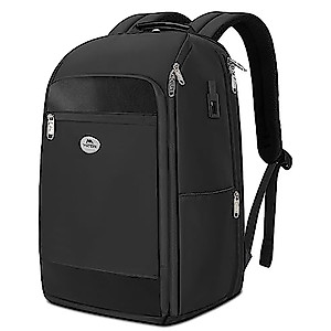 MATEIN Backpack for Travel, Waterproof Expandable Carry on Backpack for Men with USB Charging Port & Wet Bag, Extra Large TSA 17 Inch Laptop Backpack Business Work Computer Bag Flight Approved, Black
