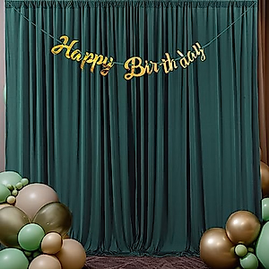 30ft×10ft Wrinkle Free Blackish Green Backdrop Curtain for Party Wedding 6 Panels 5ft×10ft Hunter Green Polyester Drapes for Curtain Backdrop Decor Birthday Baptism Photography Baby Shower