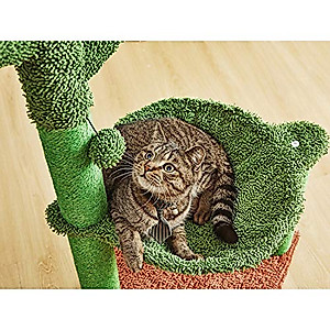 Catinsider 35 Inches Cactus Cat Tree with Hammock and Full Wrapped Sisal Scratching Post for Cats Brown Large