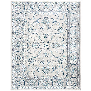SAFAVIEH Brentwood Collection Area Rug - 8' x 10', Light Grey & Blue, Oriental Floral Scroll Design, Non-Shedding & Easy Care, Ideal for High Traffic Areas in Living Room, Bedroom (BNT854G)