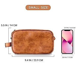 Elviros Travel Toiletry Bag for Men, Shaving Dopp Kit Water-resistant Bathroom Small Toiletries Organizer PU Leather Cosmetic Bags