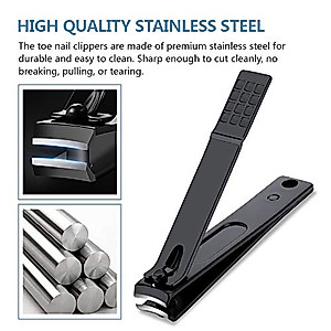 Nail Clippers Fingernail Clipper Set Nail Cutter for Thick Nails,Acrylic Toe Nail Clippers for Adult Man Woman,3PCS with Nail File&Soft Leather Package,Black