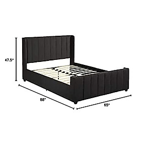 Christopher Knight Home Riley Fully-Upholstered Bed Frame-Queen-Size-Traditional-Black