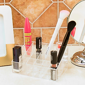 Super Z Outlet Transparent Cosmetic Makeup Organizer for Lipstick, Brushes, Bottles, and More. Clear Case Display Rack Holder