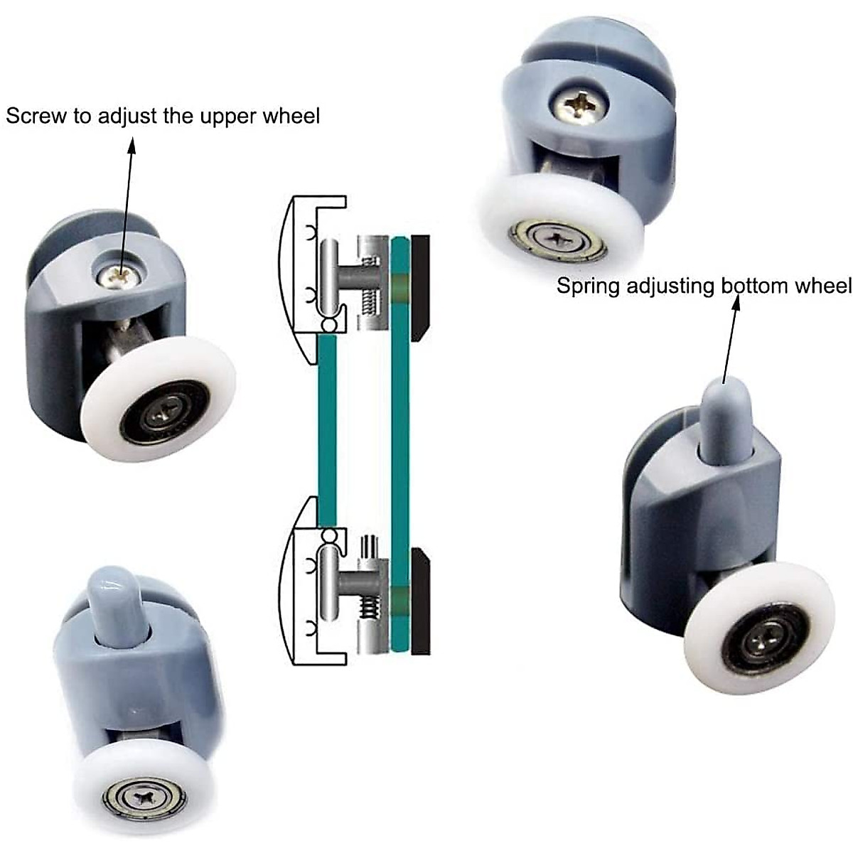 8 Pcs Shower Door Rollers/Runners/Wheels/Pulleys 25mm Diameter Bathroom Replacement Parts