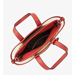 Michael Kors Kimber Small 2 in 1 Zip Tote Messenger Clear PVC and Natural Straw (Coral Reef)