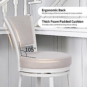 FLYZC Bar Stools, Swivel Bar Stools with Back, 25" Counter Height Bar Stools Set of 2, Round Swivel Counter Stools Bar Chair with Backrest, Stools for Kitchen Counter Island Bar