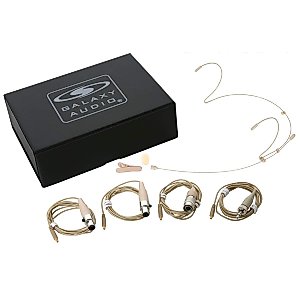 Galaxy Audio HSM4 Dual Ear Omni-Directional Headset Mic with 4x Mixed Cables, Beige