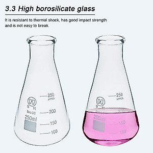 ADAMAS-BETA 3pcs Erlenmeyer Flask Lab Chemistry Glass Flasks Science Beakers Set 50ml,150ml,250ml Flat Bottom Glassware
