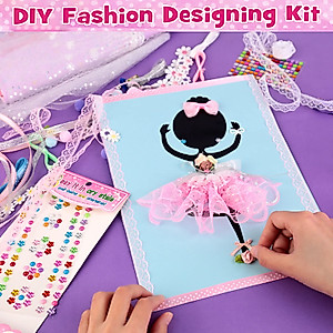 Tacobear Fashion Designer Kits for Girls Creativity DIY Arts & Crafts Toys Fashion Design Sketchbook Clothes Sewing Kit for Kids Birthday Gift Ages 3 4 5 6 7 8+