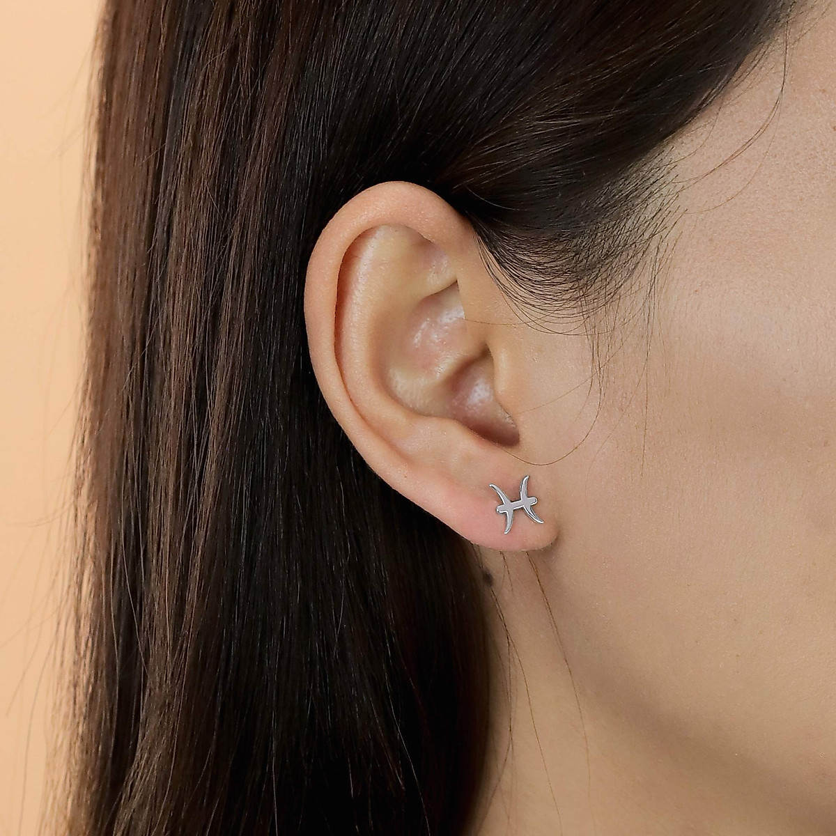 Boma Jewelry Sterling Silver Pisces Zodiac Sign Stud Earrings