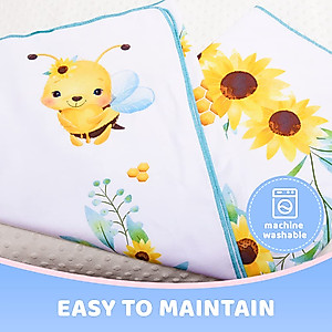 CHILDREN'S GANG Baby Boy Monthly Milestone Blanket, 60"x40" Baby Girl Month Blanket, Newborn Baby Shower Photography Backdrop Blanket with Floral Wreath + Frames (Bee)