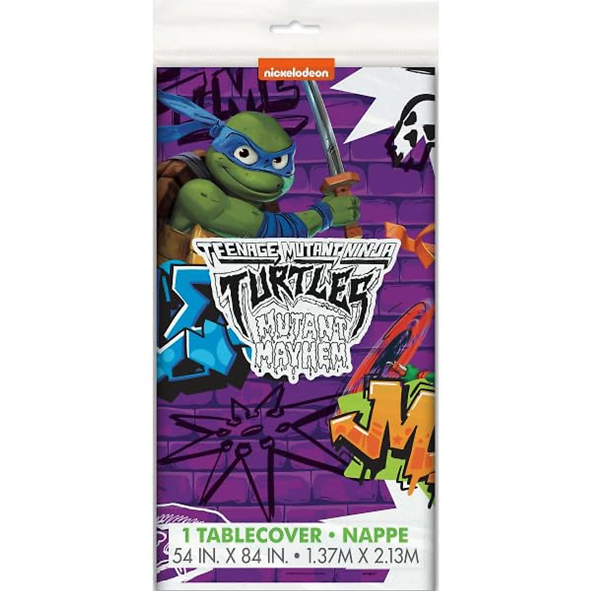 Teenage Mutant Ninja Turtles TMNT Birthday Party Supplies Decoration Bundle Includes 1 Table Cover, Happy Birthday Banner Decoration, 8 Paper Masks, 1 Dinosaur Sticker Sheet