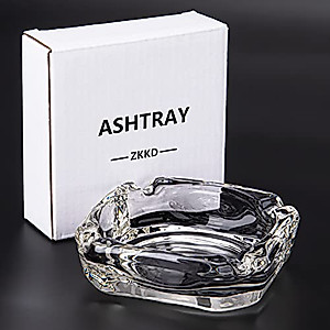 ZKKD Glass Ashtray, Home Ashtrays for Cigarettes, Outdoor Ashtray for Weed, Cigar Cool Ashtrays Cute Ashtray Square Transparent