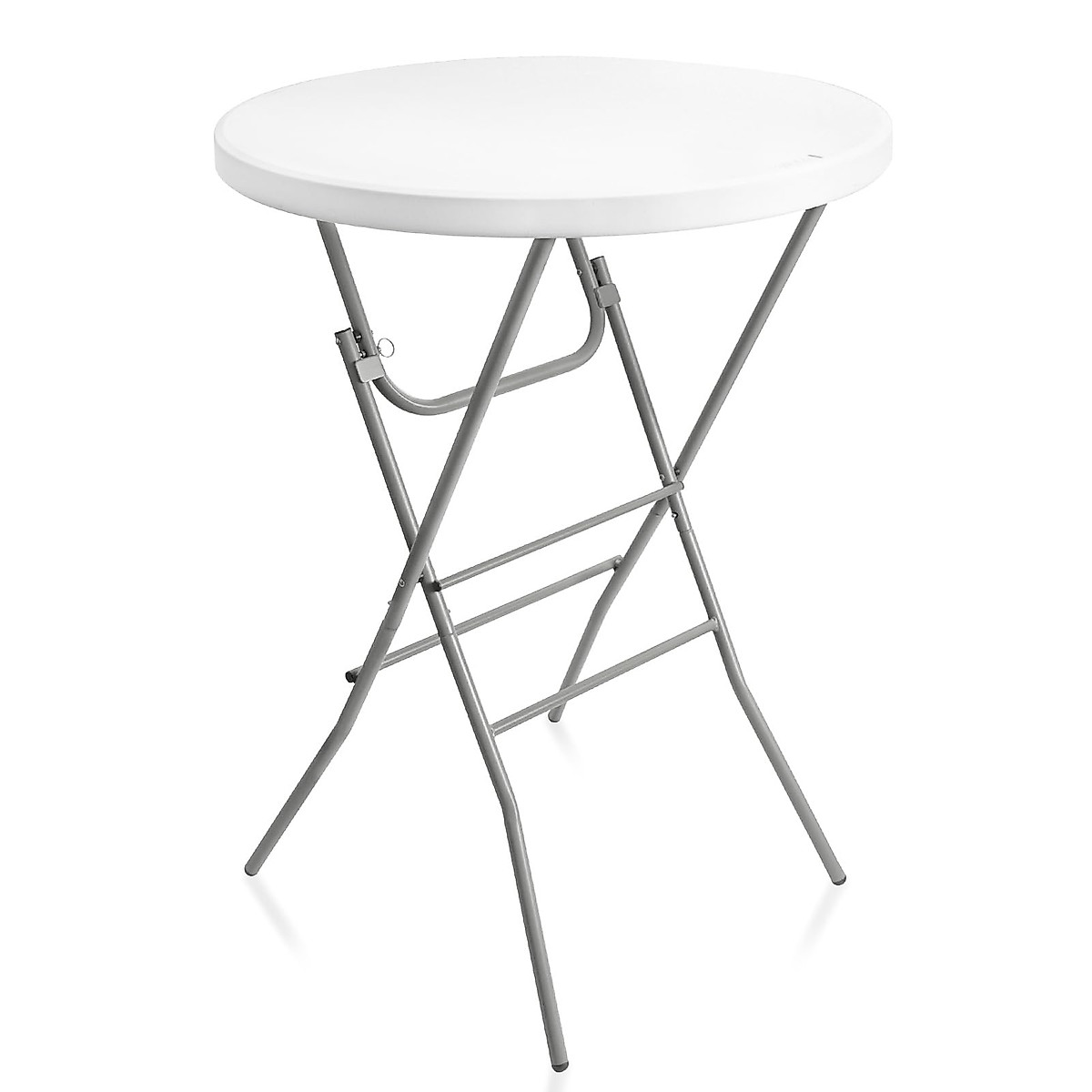 Byliable 32in Cocktail Table White High Top Folding Table, Portable Bar Height Folding Table Round with Removable Gray Legs, Indoor Outdoor Banquet Table for Parties, Commercial, Speech, Dining