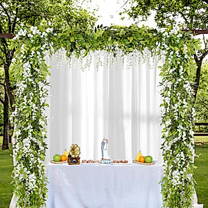 Dolicer Wisteria Artificial Flower Garland 4Pcs Total 24Ft, Artificial Wisteria Garland, White Wisteria Flower Vines, Silk Wisteria Hanging Flowers for Wedding Arch Outdoor Ceremony Garden Porch Decor