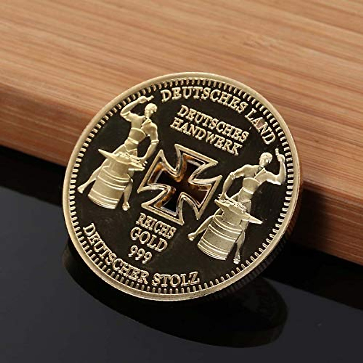 Amosfun German Imperial Bank Gold-Plated Commemorative Coins Germany Cross Eagle Challenges Coin Collectibles